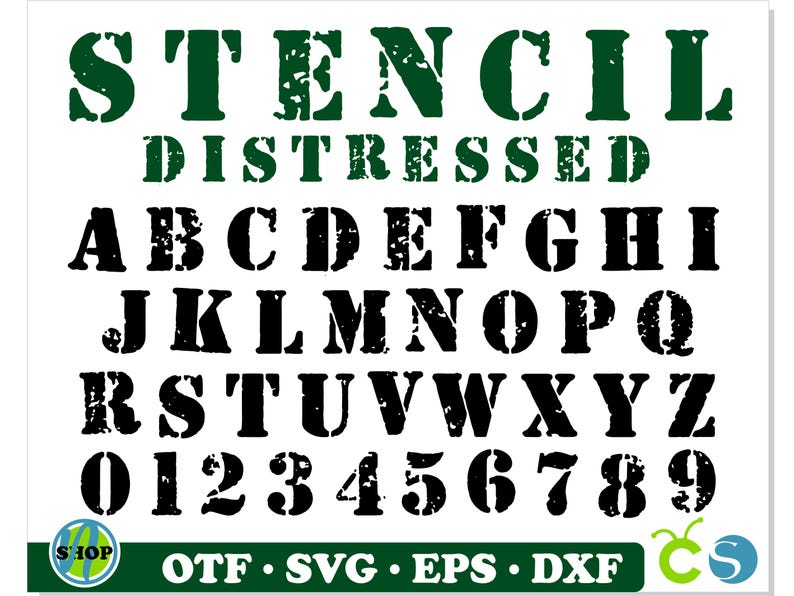 Distressed Stencil Font TTF, Stencil Font SVG Cricut, Stencil Letters ...