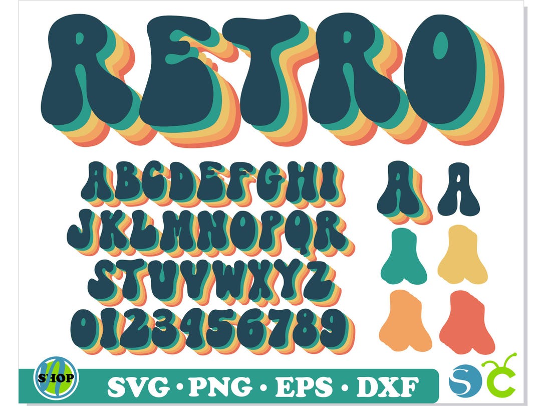 Retro Groovy Font SVG Layered, Retro Font PNG, Hippie Font Svg, Retro ...