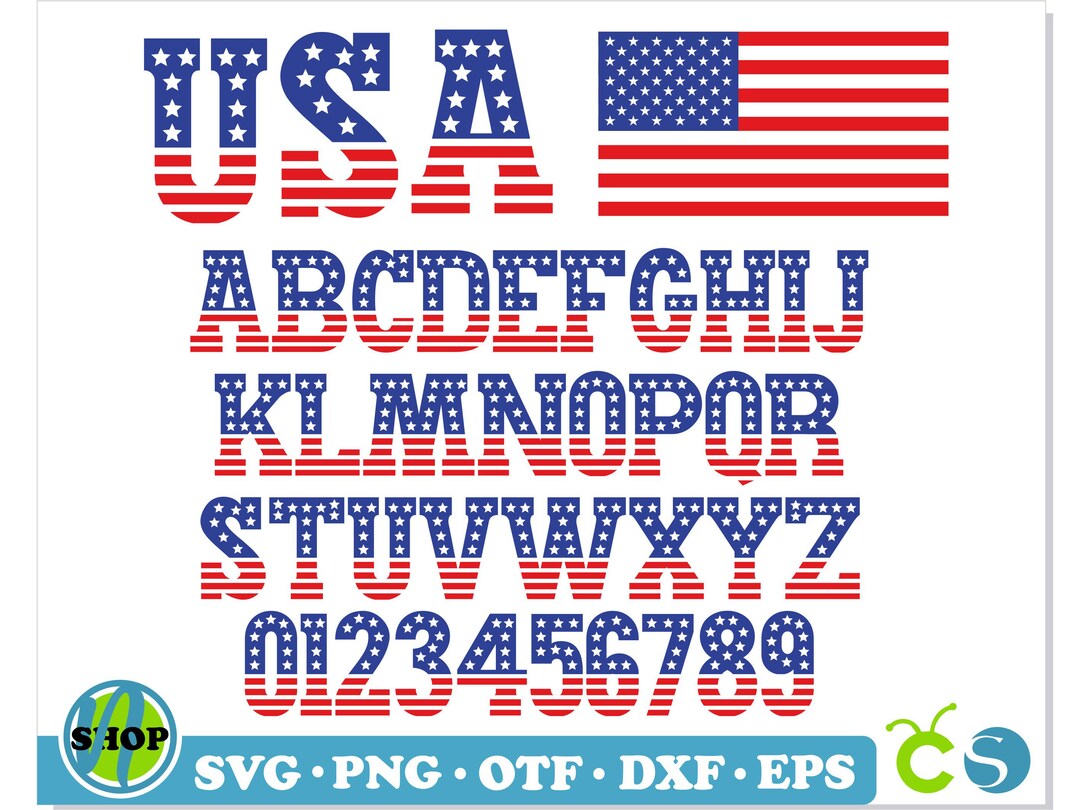 USA Flag Font Svg Png Ttf, Us Flag Font Svg Cricut, Usa Flag Png, Usa ...