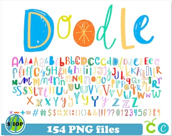 Doodle Font Bundle PNG Set | Doodle Font Png, Doodle Letters Png ...