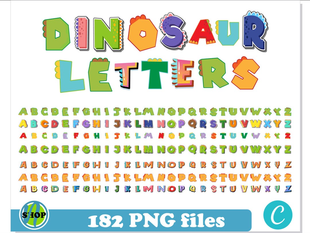Dinosaur Letters PNG Bundle, Dinosaur Font PNG Set, Dinosaur Font ...