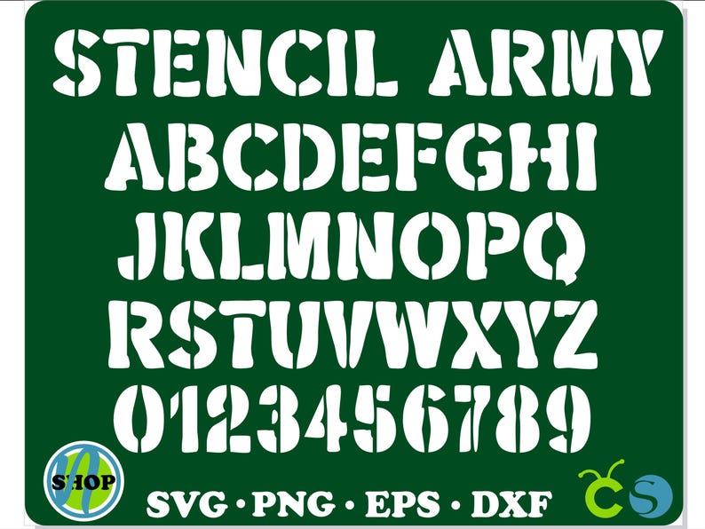 Army Stencil Font TTF, Stencil Font SVG Cricut, Stencil Military Font ...