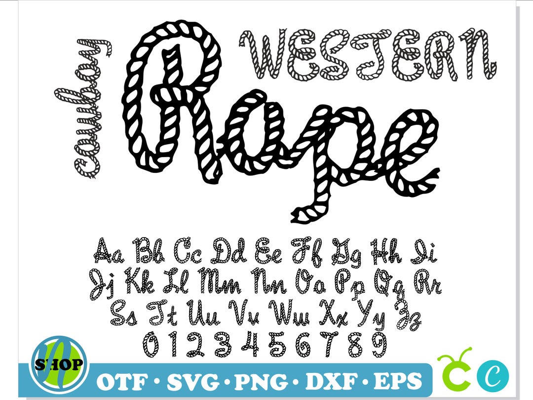 Rope Font TTF SVG PNG | Western Cowboy Rope Font Handwriting Font Rope ...