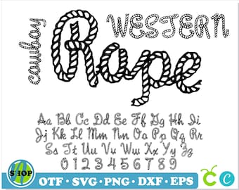 Rope Font TTF SVG, Western Cowboy Rope Font Handwriting Font Rope ...