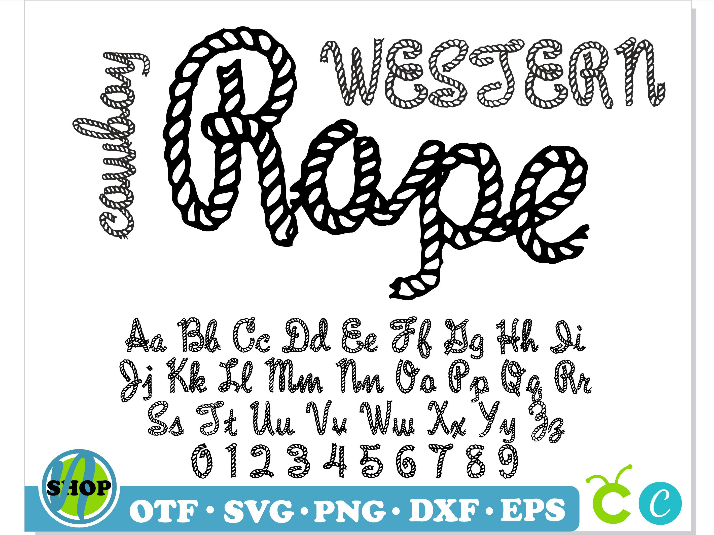 Rope Font TTF SVG PNG | Western Cowboy Rope Font Handwriting Font Rope ...