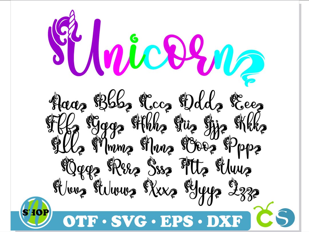 Unicorn Font Svg With Tails | Name Font Svg, Unicorn Font Ttf, Unicorn ...