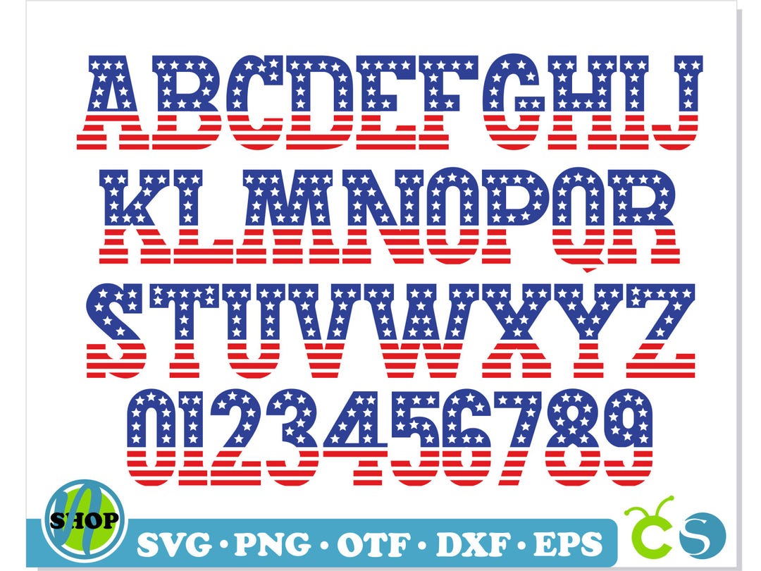 USA Flag Font Ttf, USA Flag Font Svg Cricut, USA Flag Font Png ...