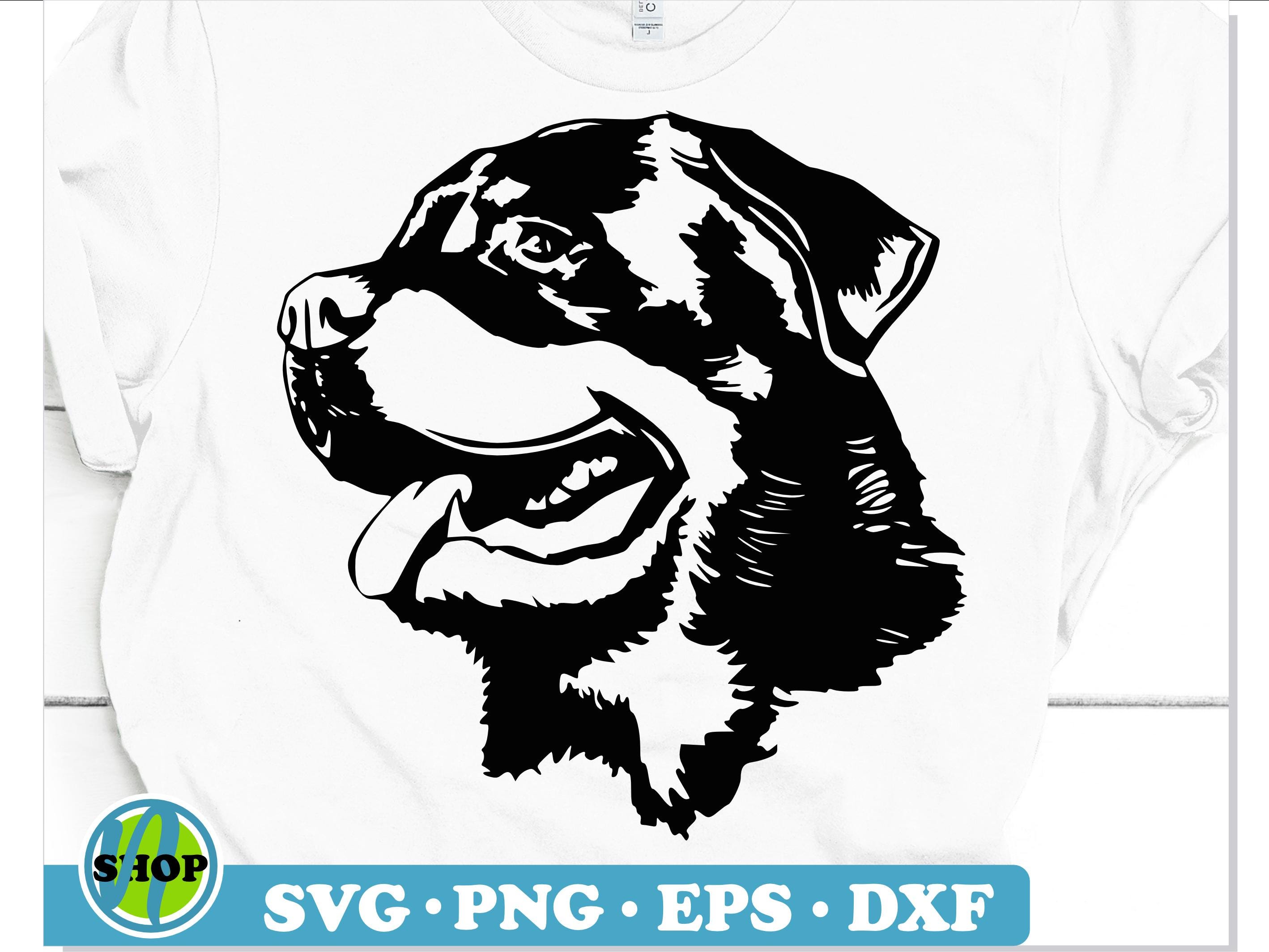 Dog Rottweiler Head SVG | Dog Svg, Rottweiler Svg, Rottweiler Vector ...