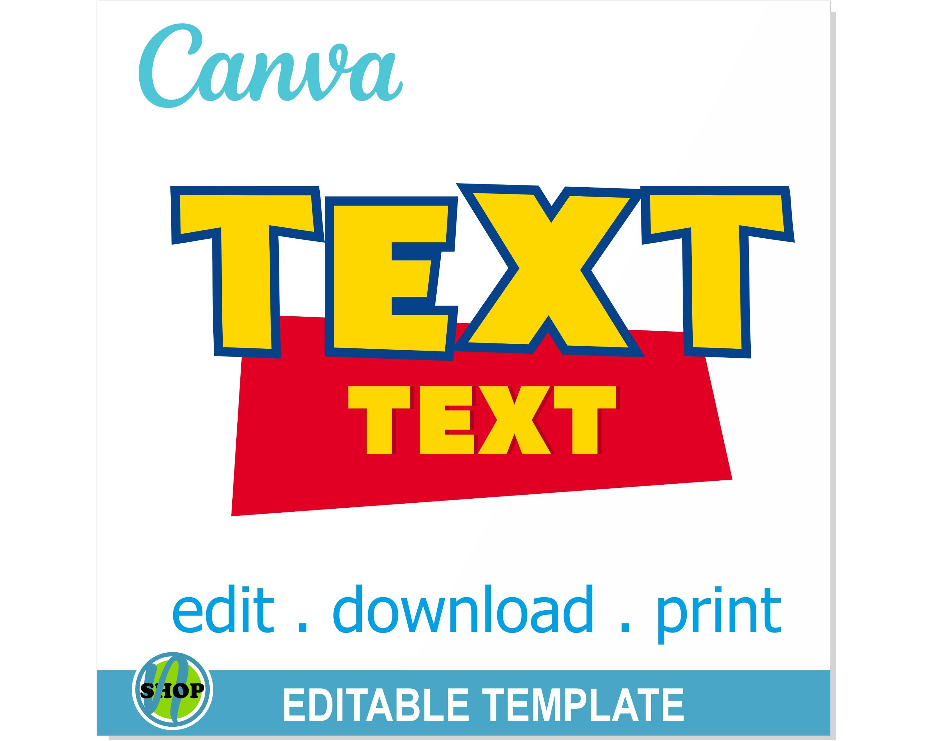 Editable Toy Story Canva Template | Toy Story Custom Logo Name DIY ...