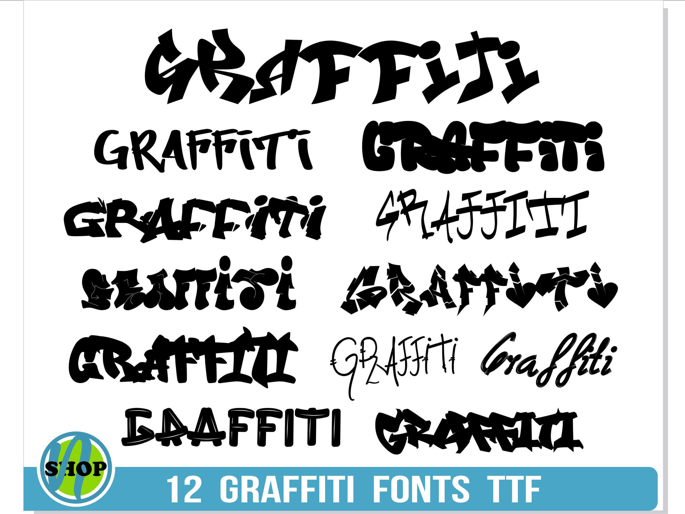 Graffiti Font Bundle -12 Graffiti Fonts TTF, Spray Paint Font ...