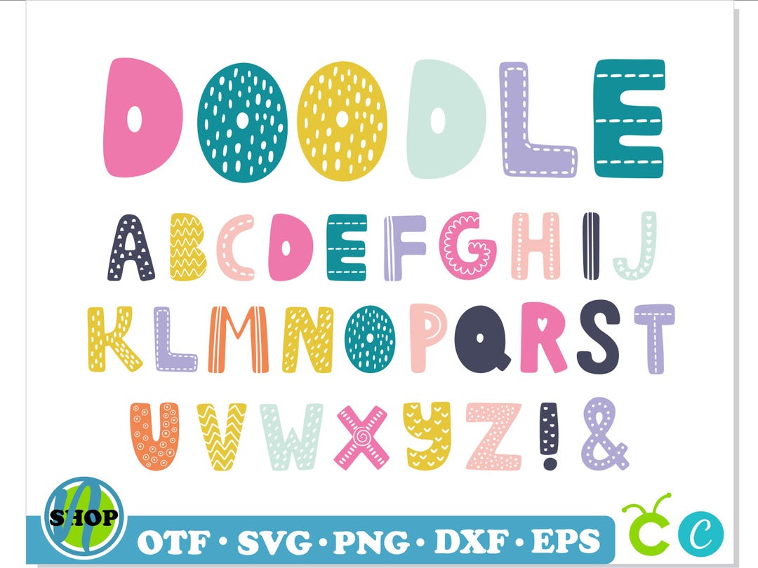 Doodle Font TTF, Doodle Letters SVG PNG | Doodle Font Png, Doodle Font ...