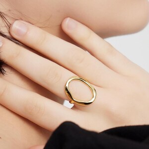 Gold Vermeil Irregular Oval Band Ring, Geometric Ring, Minimalist ...