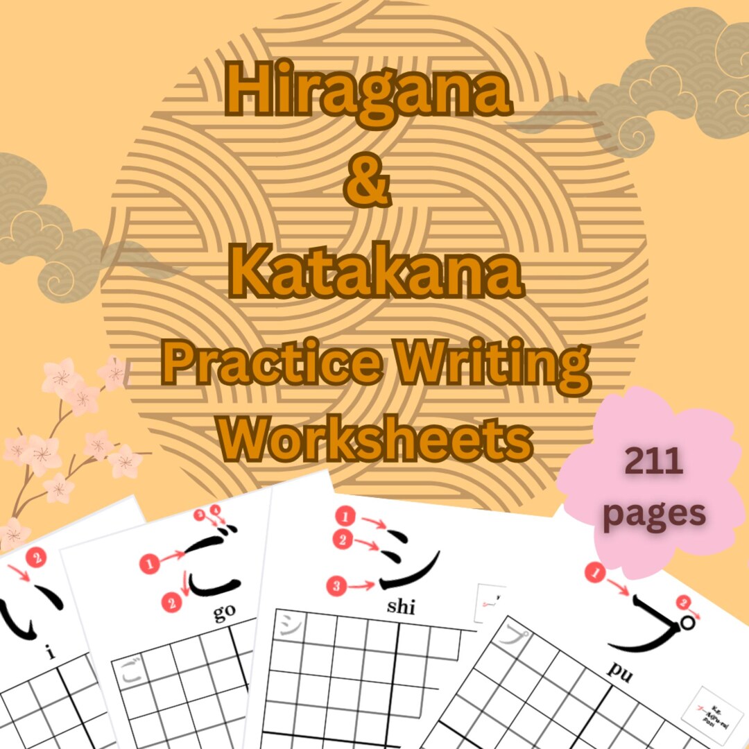 Japanese Hiragana & Katakana Writing Practice Worksheet Learn Japanese ...