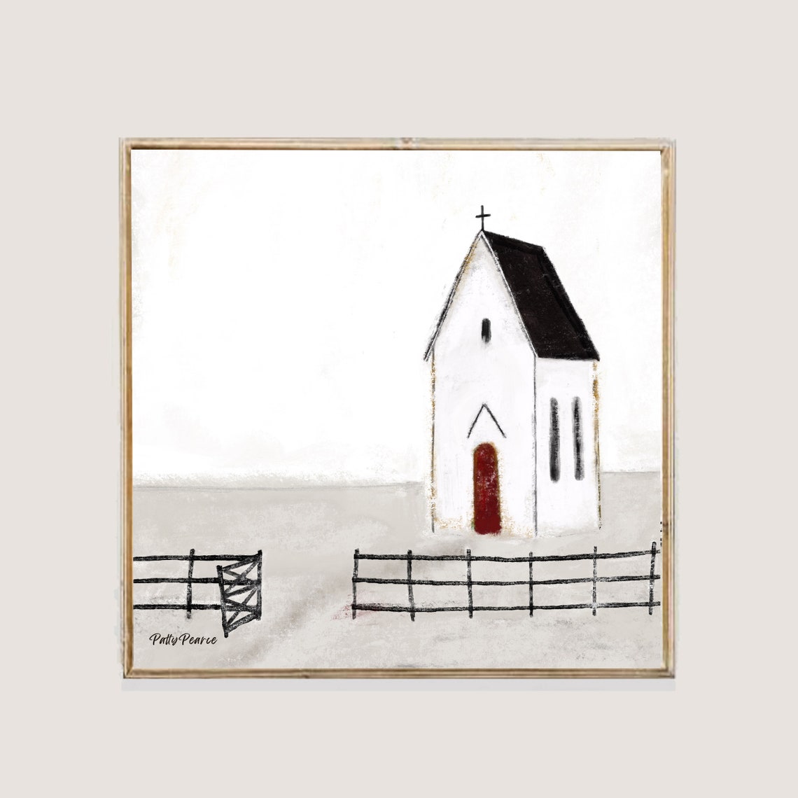 Church With Cross Painting Church Digital Art Church Pic - Etsy