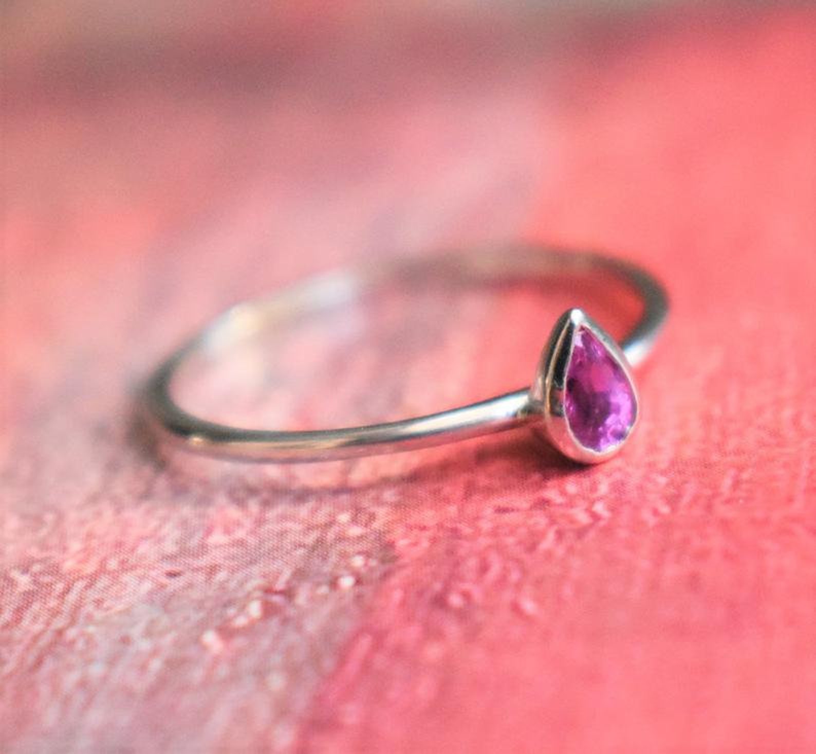 Custom Birthstone Stacking Ring Pear Stacking Ring Make Your | Etsy