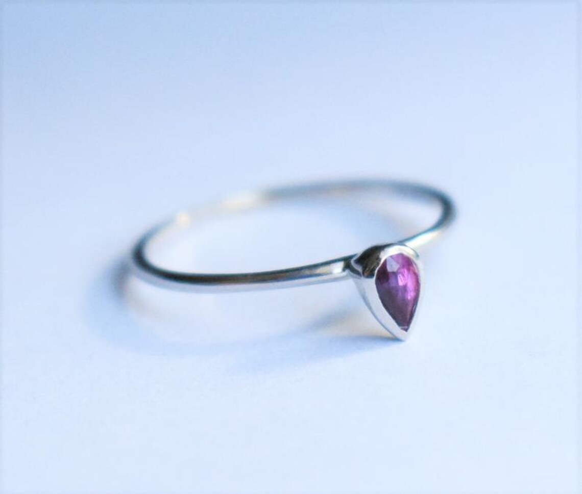 Custom Birthstone Stacking Ring Pear Stacking Ring Make Your | Etsy