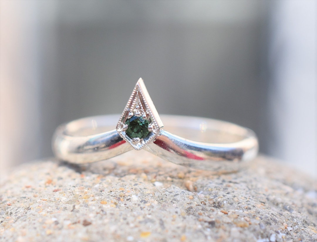 Sterling Silver Kite Contour Ring With Tourmaline, New Contour Band for ...