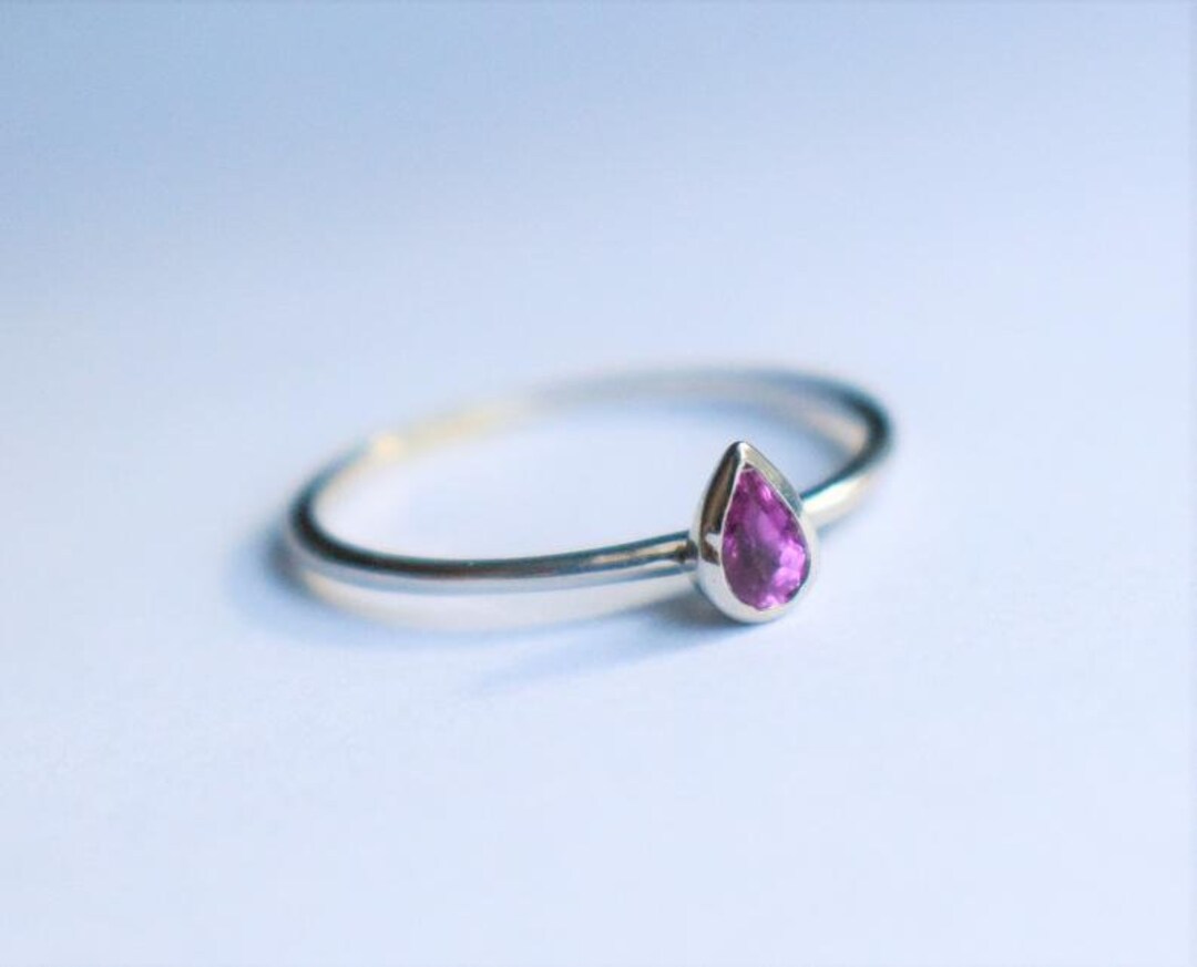 Custom Birthstone Stacking Ring, Pear Stacking Ring, Make Your Own ...