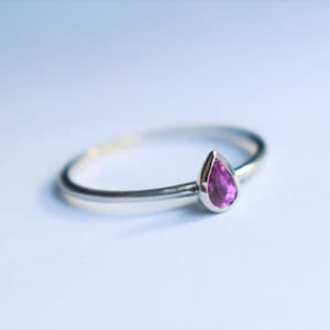 Custom Birthstone Stacking Ring, Pear Stacking Ring, Make Your Own ...