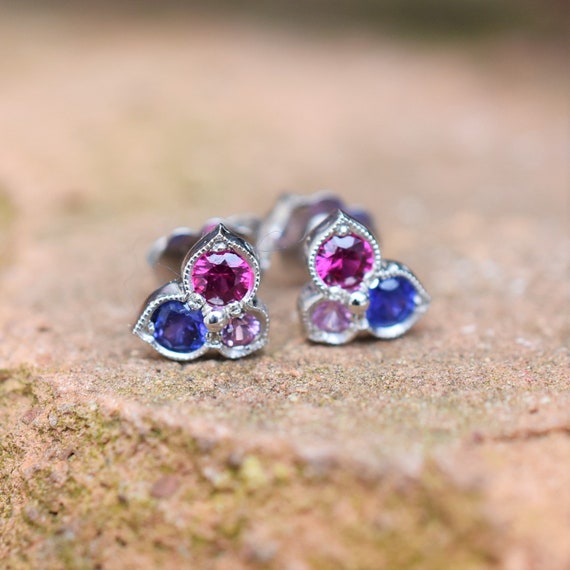 Ruby and sapphire earrings store