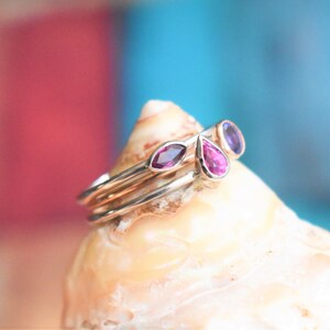 Custom Birthstone Stacking Ring, Pear Stacking Ring, Make Your Own ...