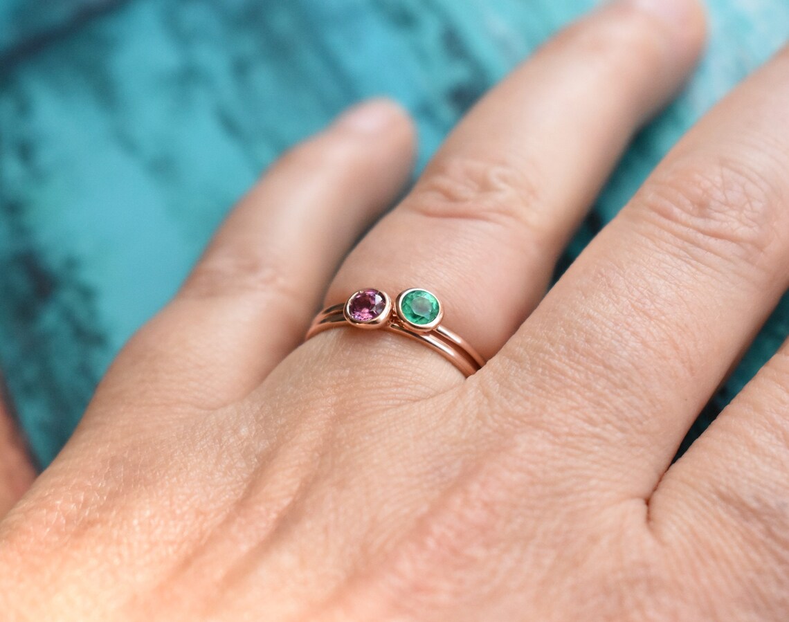 Custom Birthstone Stacking Ring Pear Stacking Ring Make Your | Etsy