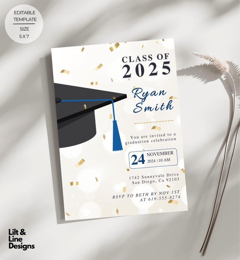 Graduation Party Invitation, Class of 2025 Invite, Modern Graduation ...