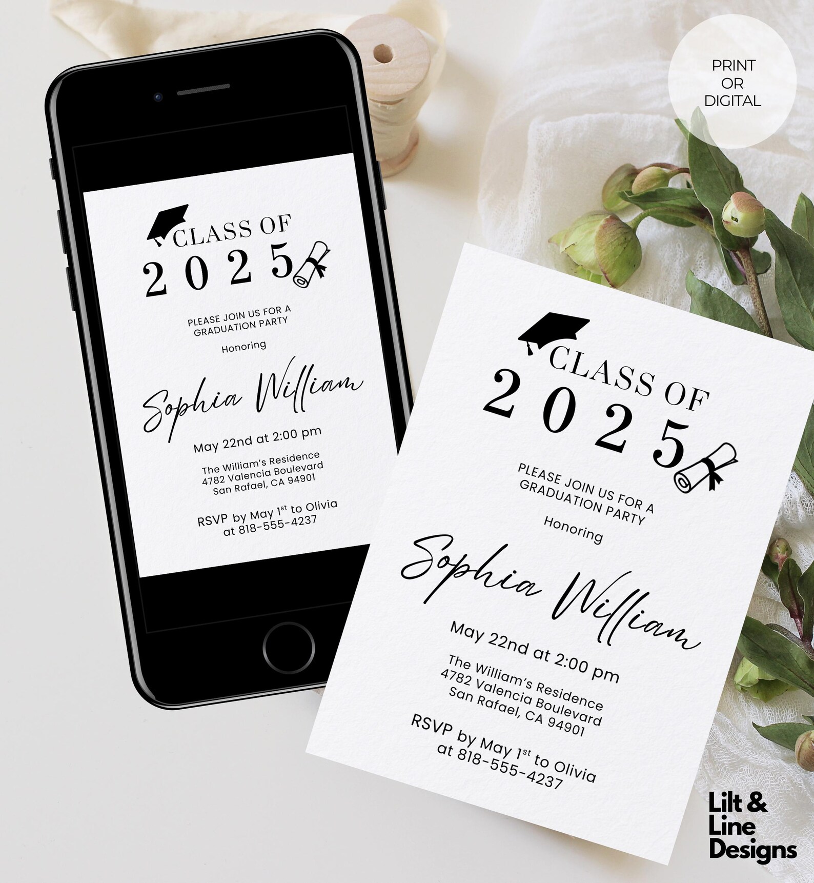 Graduation Invitation | Class of 2025 Invite | Graduation Announcement ...