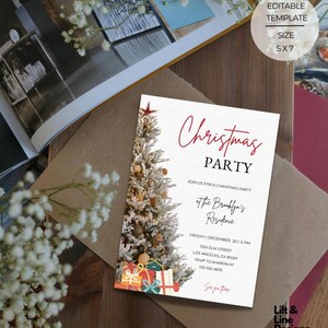 Editable Christmas Party Invitation Template 5x7 Digital Download ...