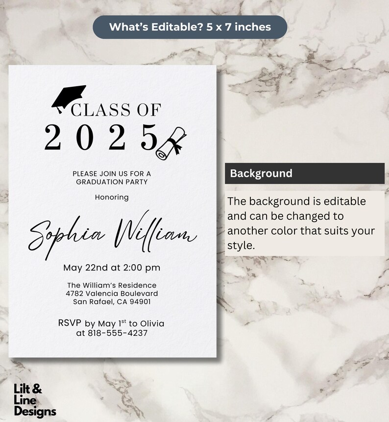 Graduation Invitation | Class of 2025 Invite | Graduation Announcement ...