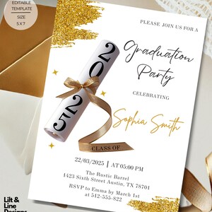 Modern Graduation Invitation | Class of 2025 Party Invite | Editable ...