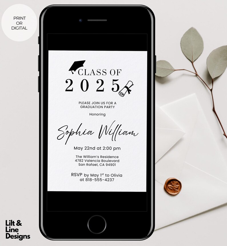 Graduation Invitation | Class of 2025 Invite | Graduation Announcement ...