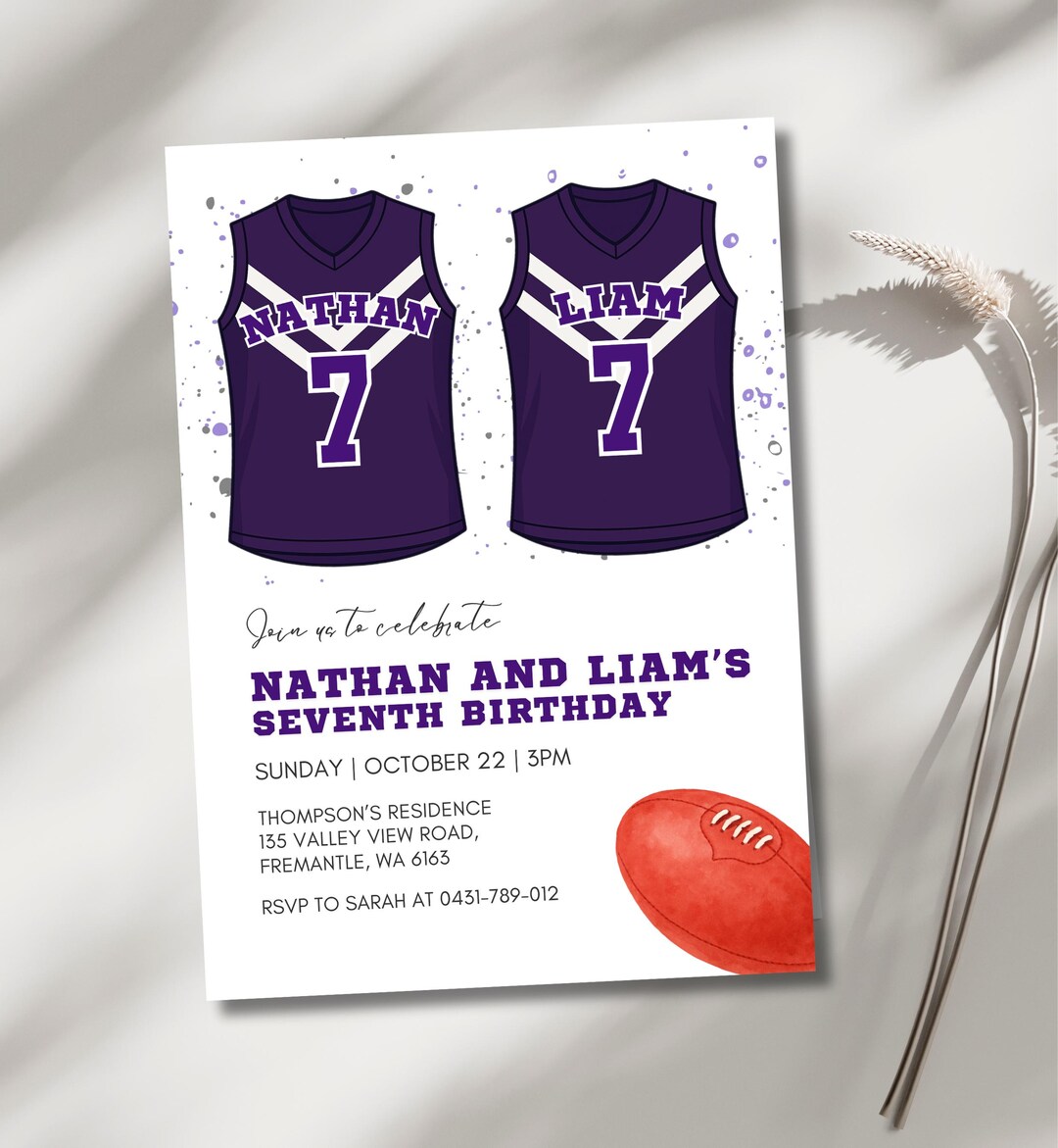 Australian Rules Football Birthday Invitation | Aussie Rules Birthday ...