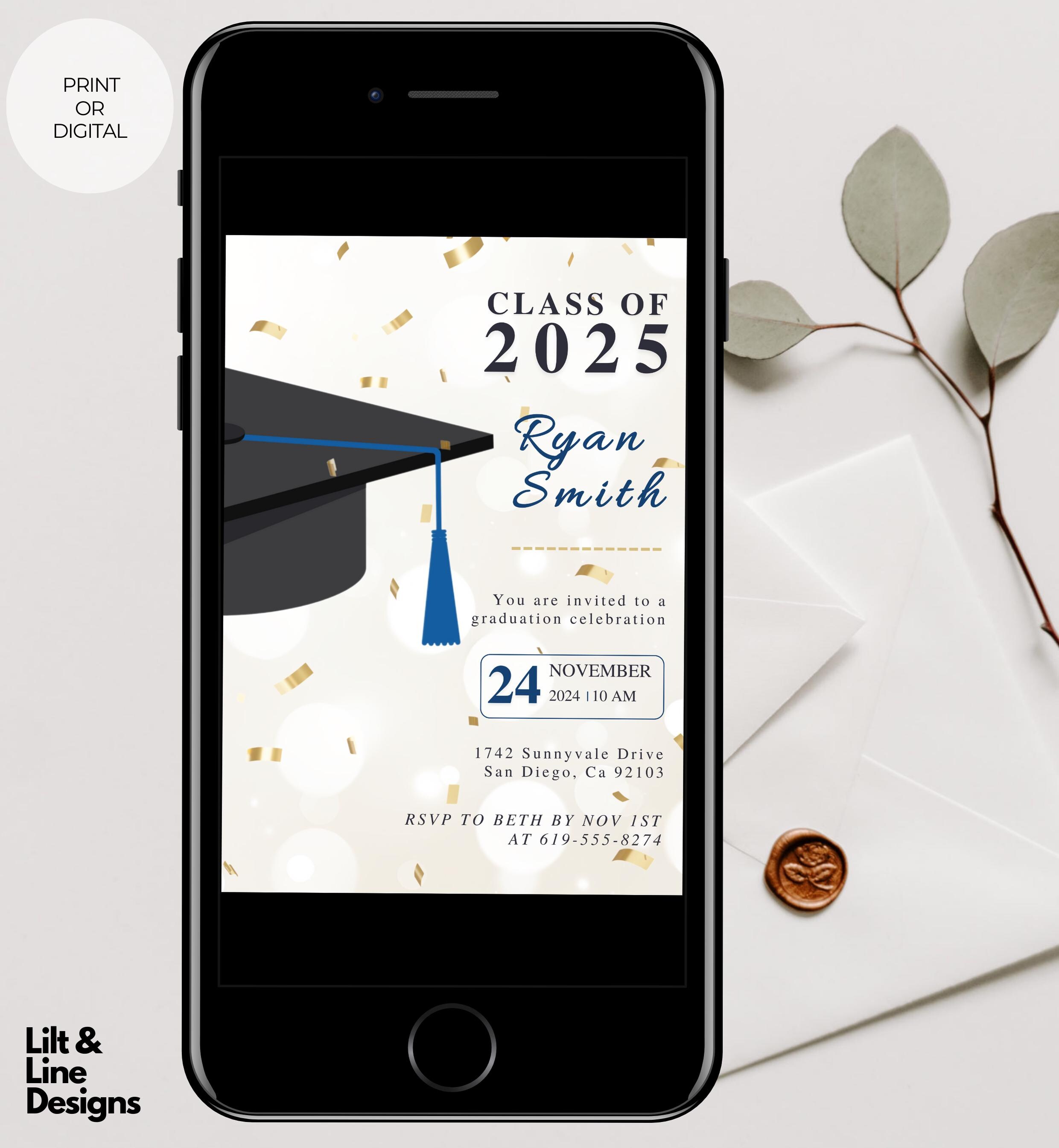 Graduation Party Invitation, Class of 2025 Invite, Modern Graduation ...