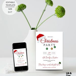 Editable Christmas Party Invitation Canva Template 5x7 Digital Secret ...