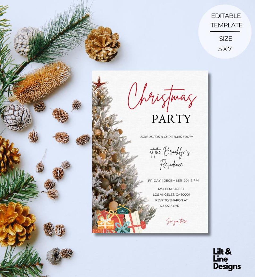 Editable Christmas Party Invitation Template 5x7 Digital Download ...