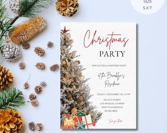 Editable Christmas Party Invitation Canva Template 5x7 Digital Secret ...