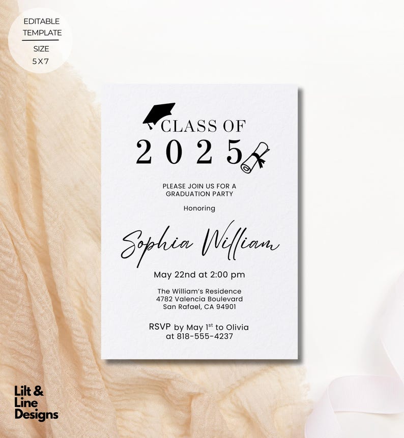 Graduation Invitation | Class of 2025 Invite | Graduation Announcement ...