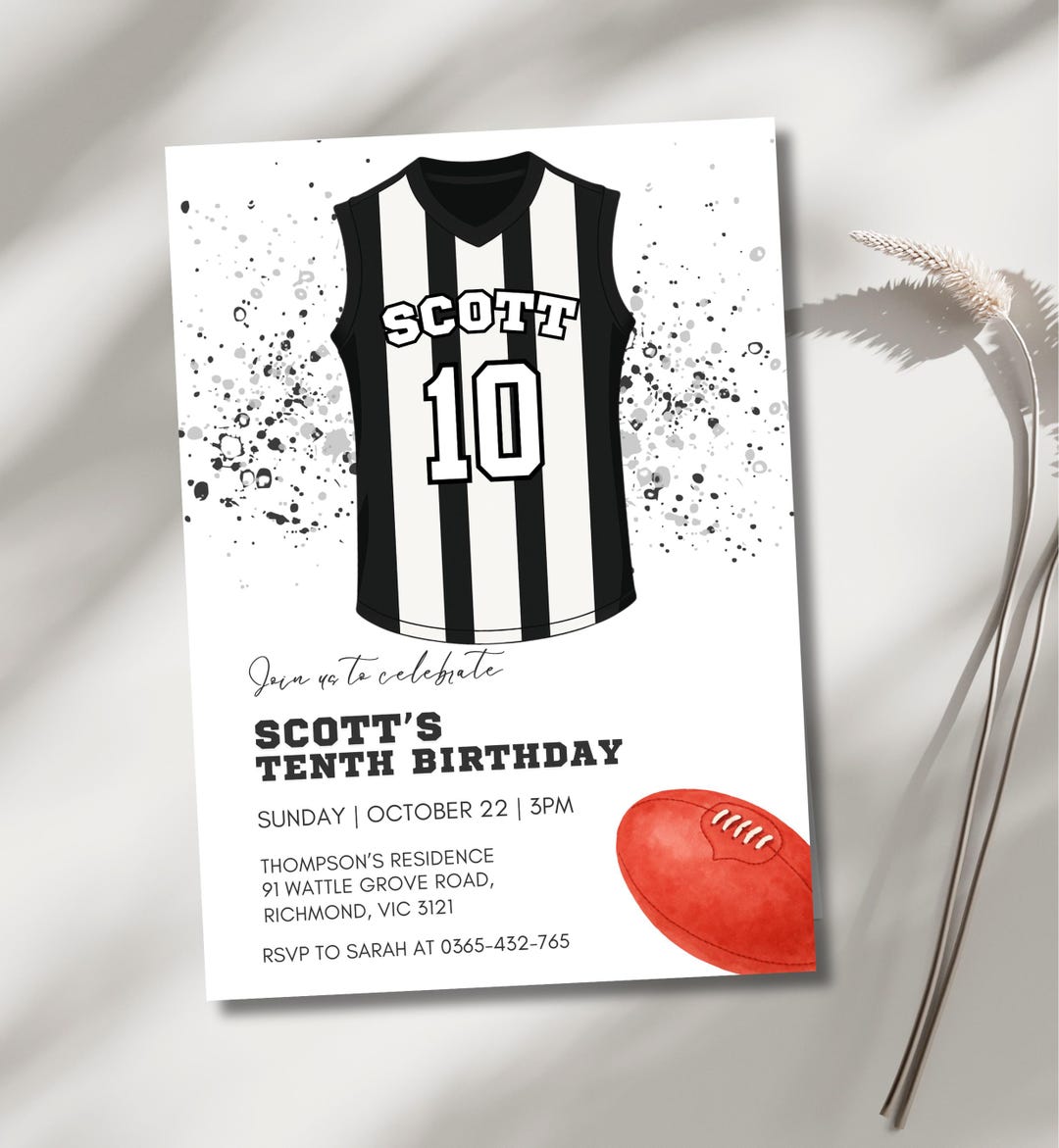 Australian Rules Football Birthday Invitation | Aussie Rules Party ...