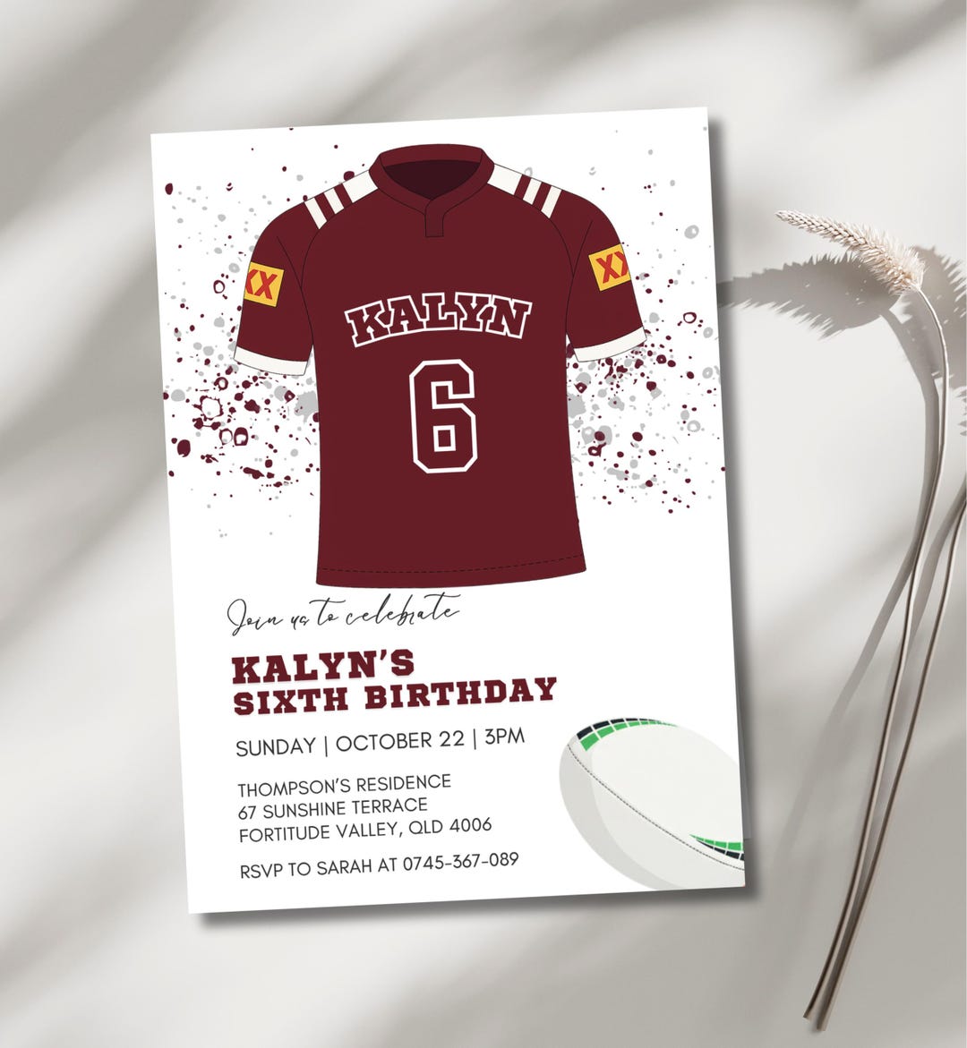 NRL Birthday Invitation | National Rugby League Party | Rugby League ...