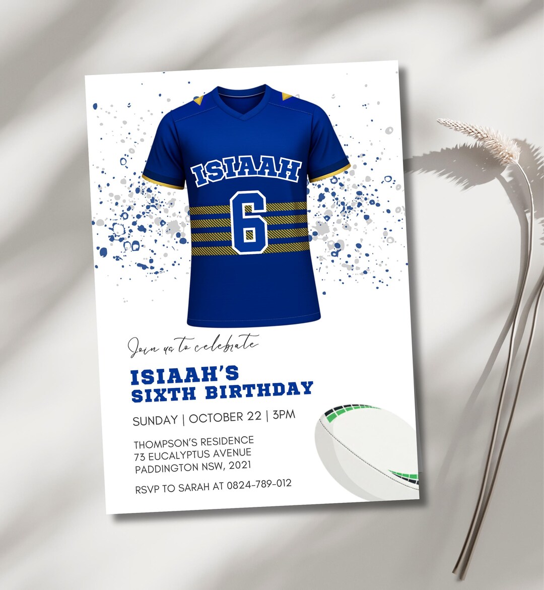 NRL Birthday Invitation | National Rugby League Birthday Party | Rugby ...