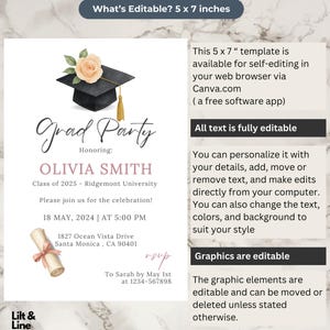 Graduation Party Invitation, Class of 2025 Invite, Floral Graduation ...