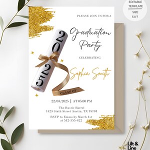 Modern Graduation Invitation | Class of 2025 Party Invite | Editable ...