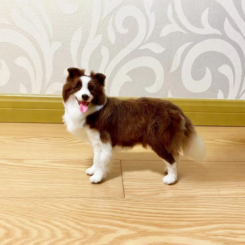 Custom Brown Border Collie Needle Felt Figurine, Handmade Pet Dog Wool ...