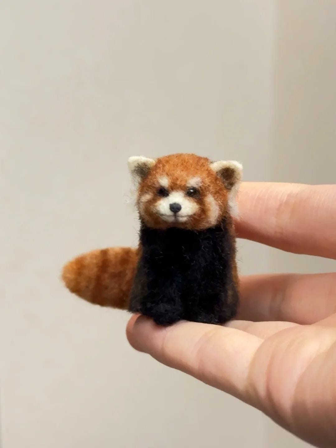 Custom Needle Felted Red Panda Sculpture, Wool Felt Animal Figurine ...