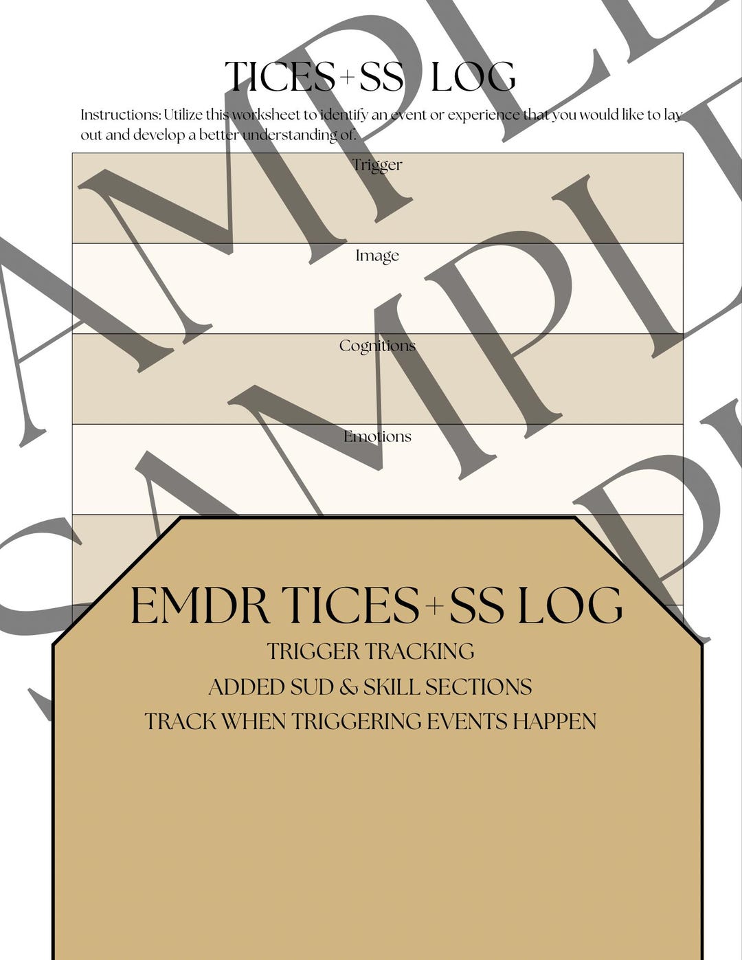 EMDR TICES Log Worksheet, 3 Different Sheets, Neutral Colors - Etsy