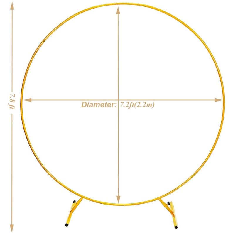 7.2ft Gold Metal Round Wedding Arch Kit, Backdrop Stand for Birthday ...