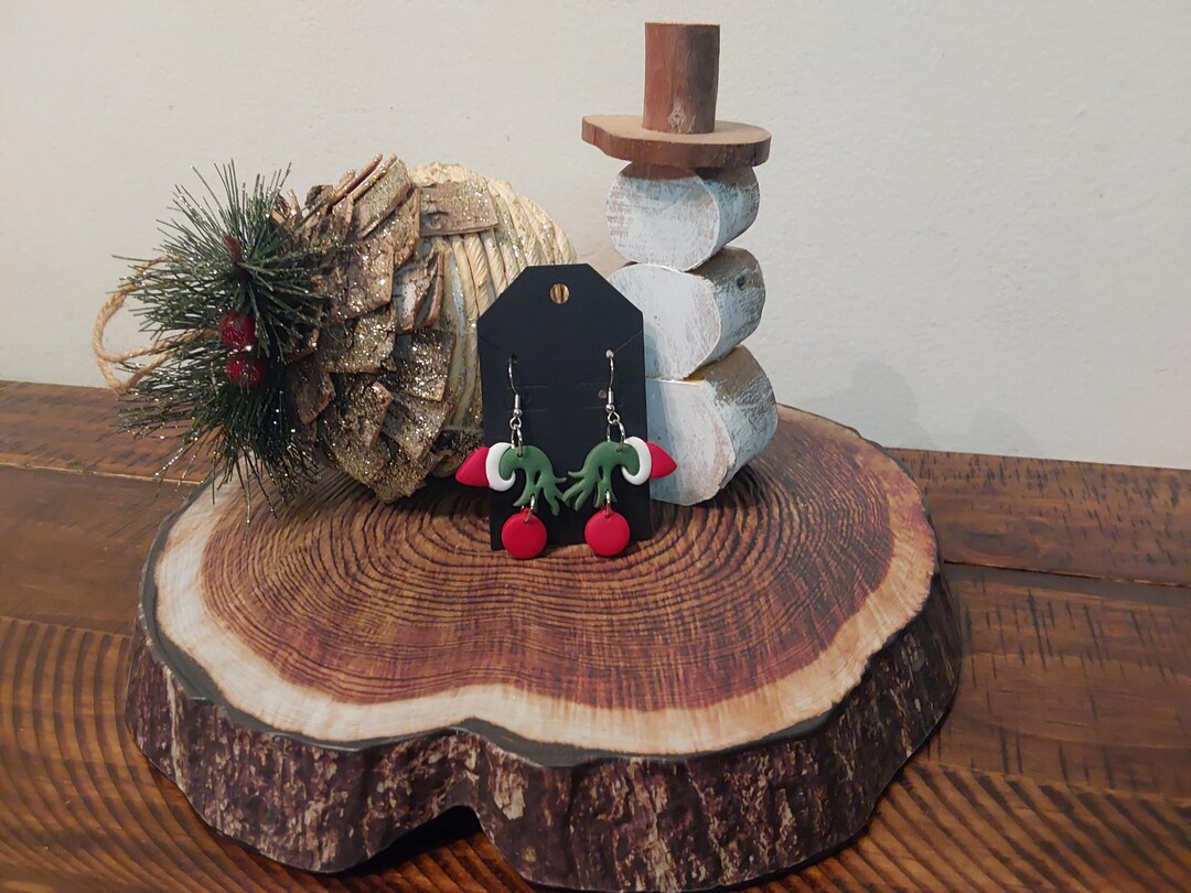 Handmade Grinch Polymer Clay Holiday Earrings - Etsy