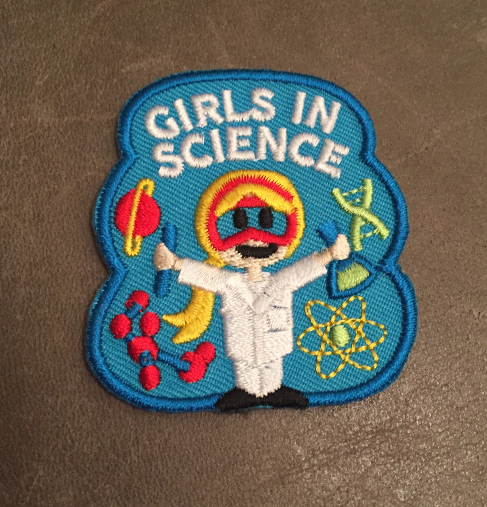 Girls in Science Merit Badge Iron on Atom DNA Strand Lab | Etsy