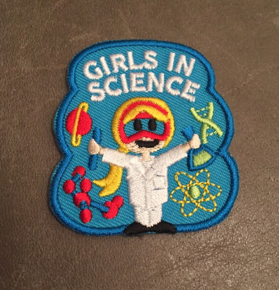Girls in Science Merit Badge Iron on Atom DNA Strand Lab | Etsy